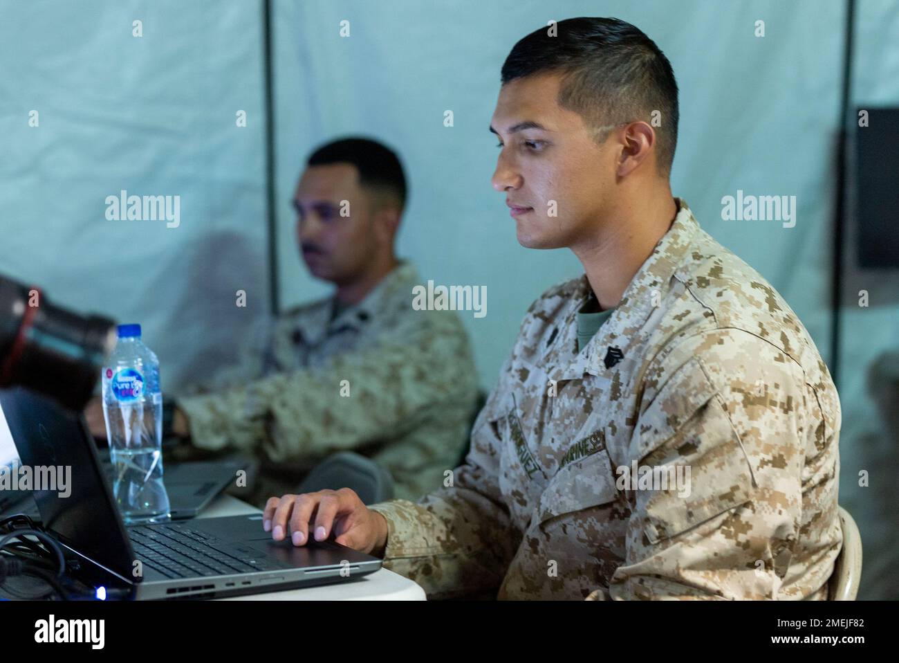 U.S. Marine Corps Sgt. Michael Rodriguez, a cyber warfare operator with ...