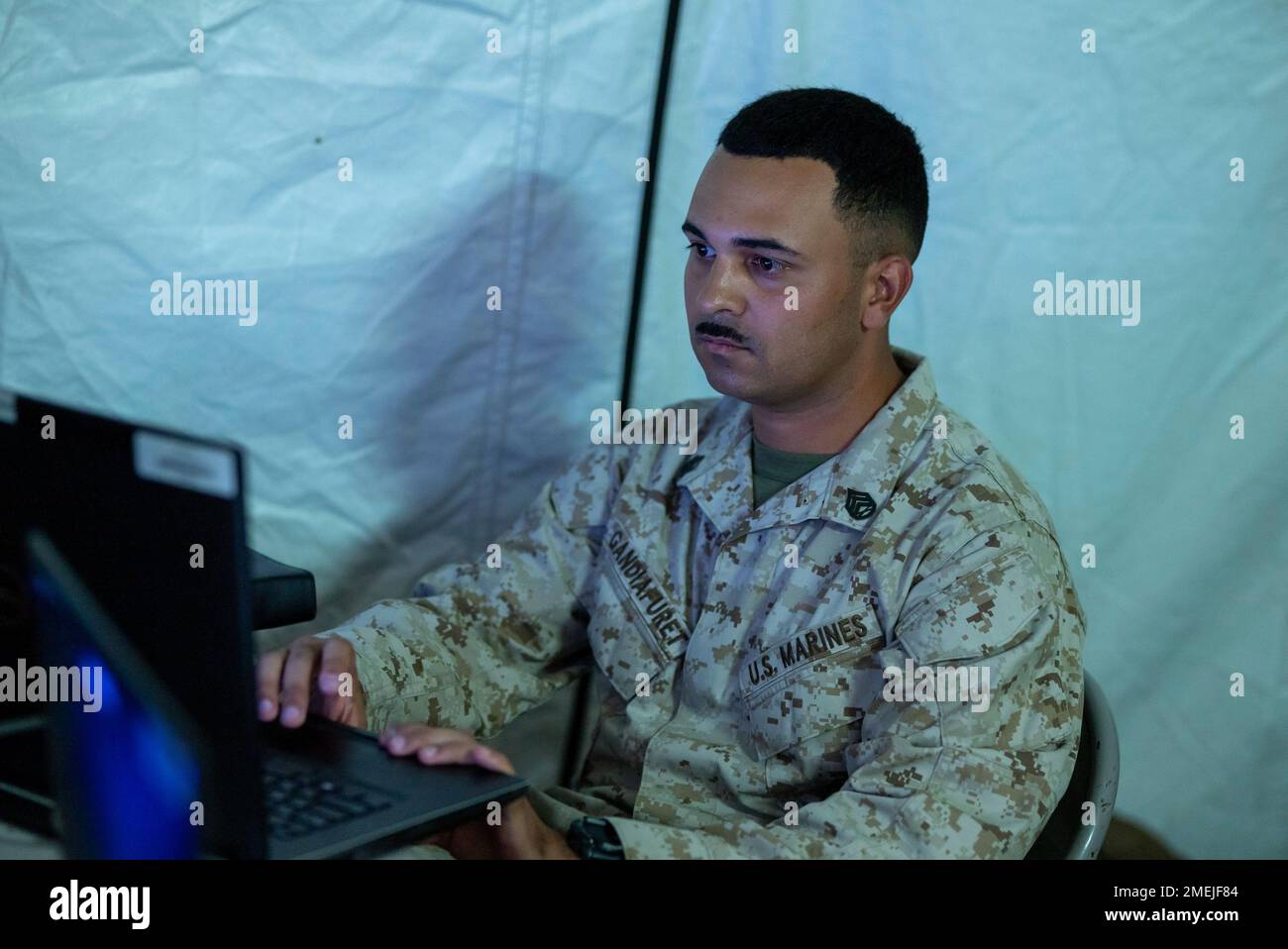 U.S. Marine Corps Staff Sgt. Jose Gandiafuret, a cyber warfare operator ...