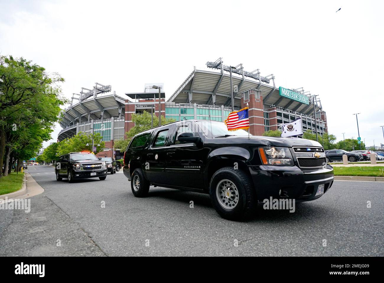 Vice President Kamala Harris' motorcade leaves M&T Bank Stadium after ...