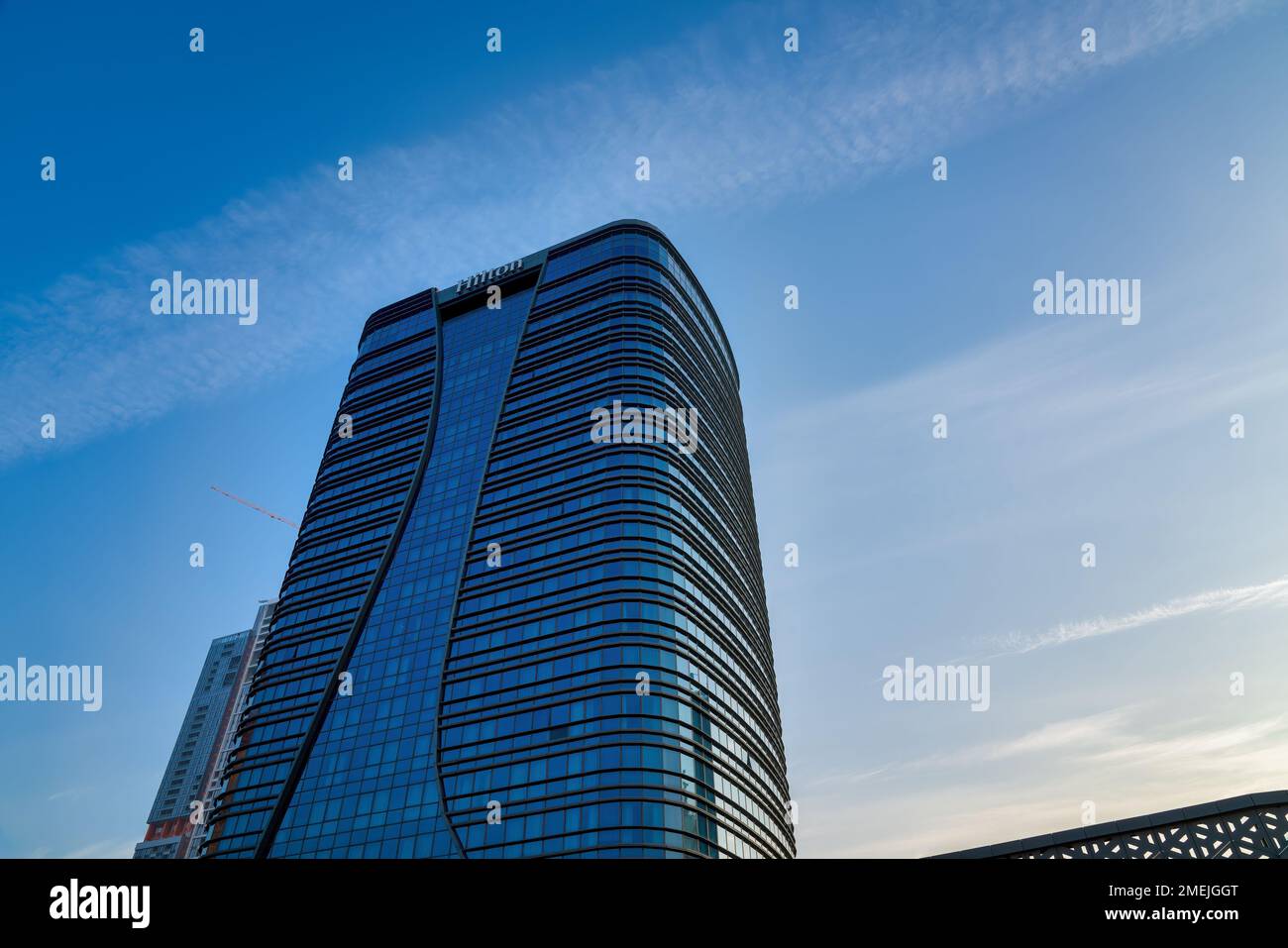 Uzbekistan, Tashkent - December 27, 2022: Building of hotel Hilton on a ...