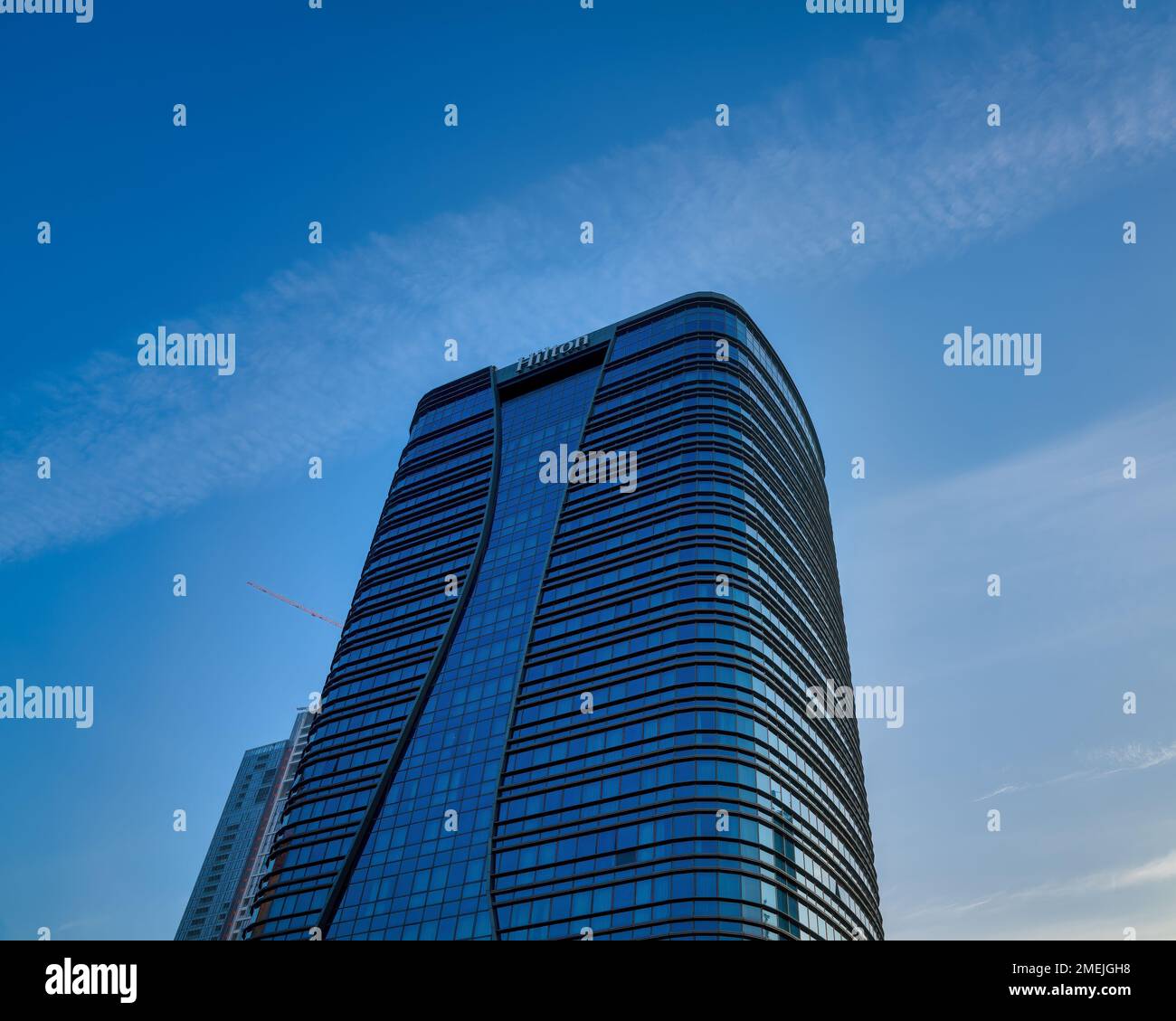 Uzbekistan, Tashkent - December 27, 2022: Building of hotel Hilton on a ...