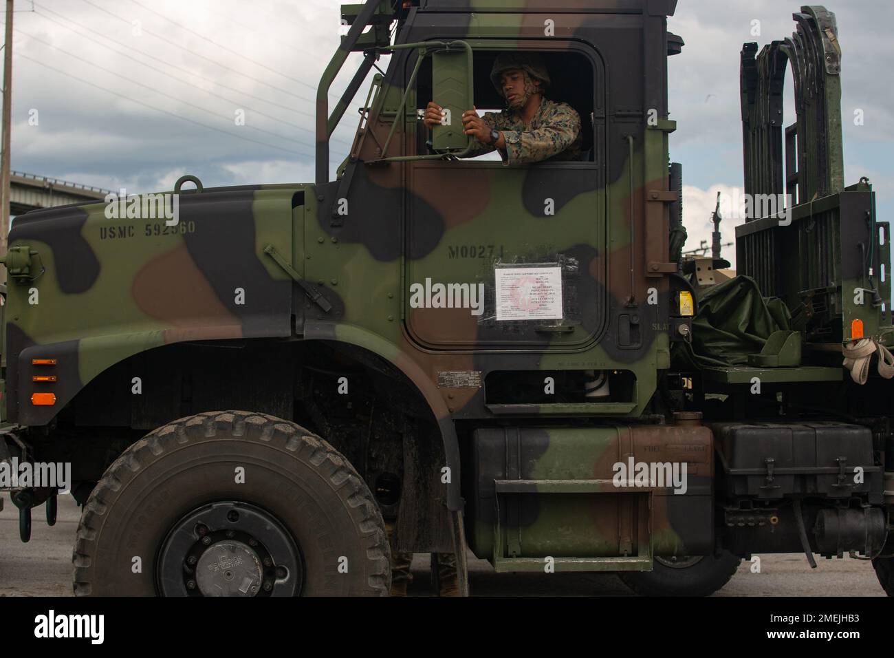 A U.S. Marine Corps landing support specialist with Landing Support ...