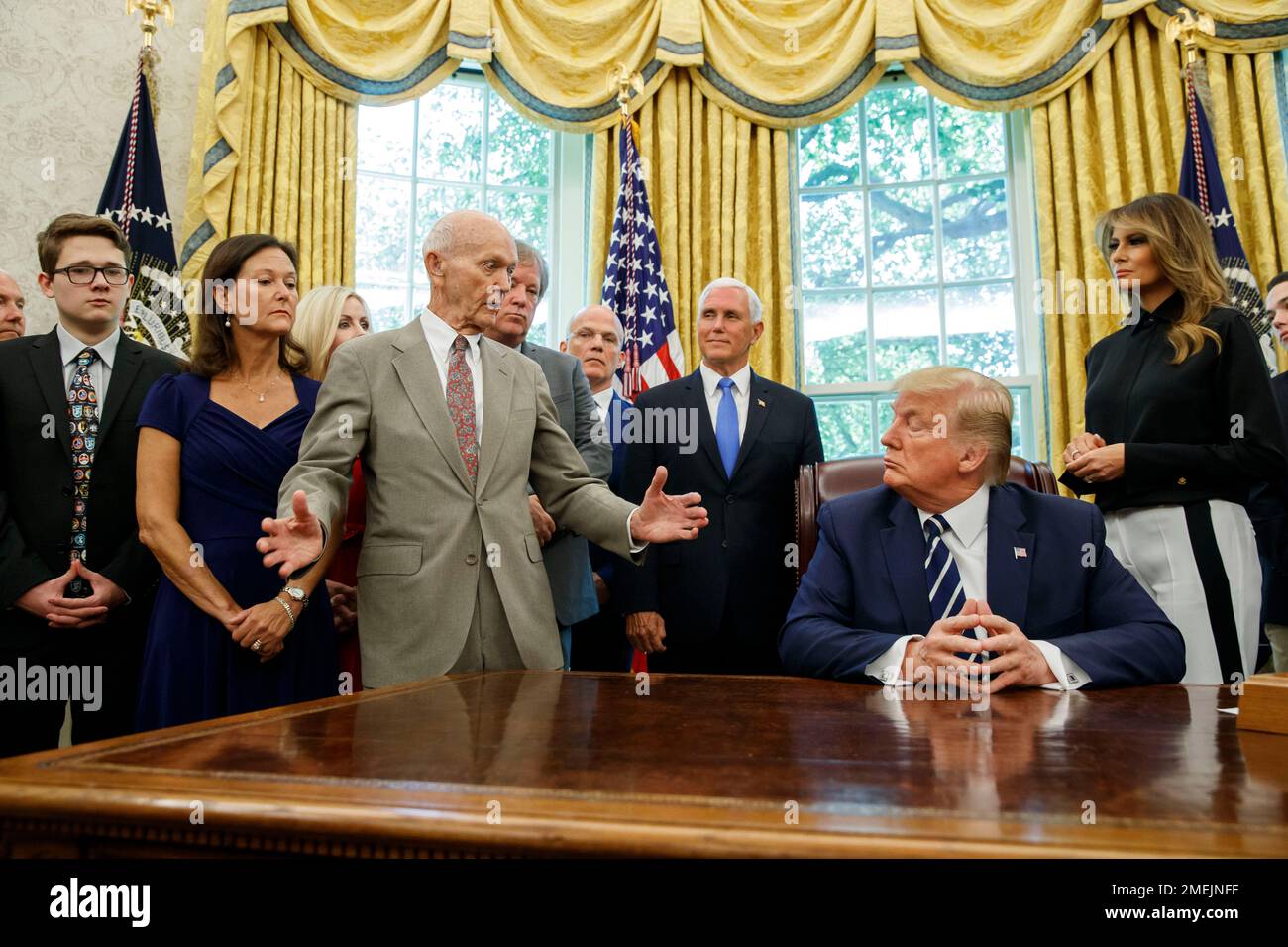 FILE - In this Friday, July 19, 2019 file photo, President Donald Trump ...