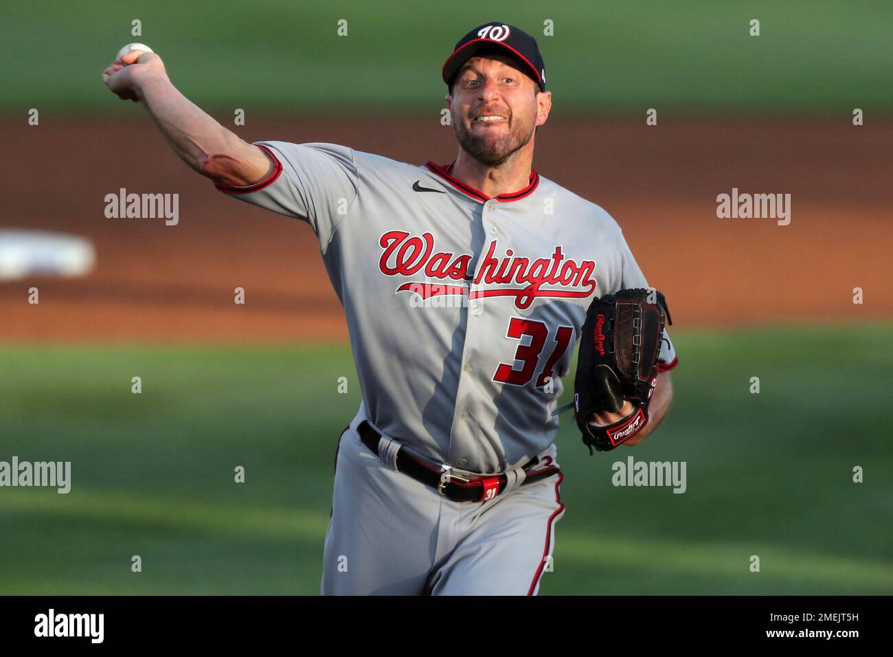Washington Nationals Starting Pitcher Max Scherzer Throws Against The