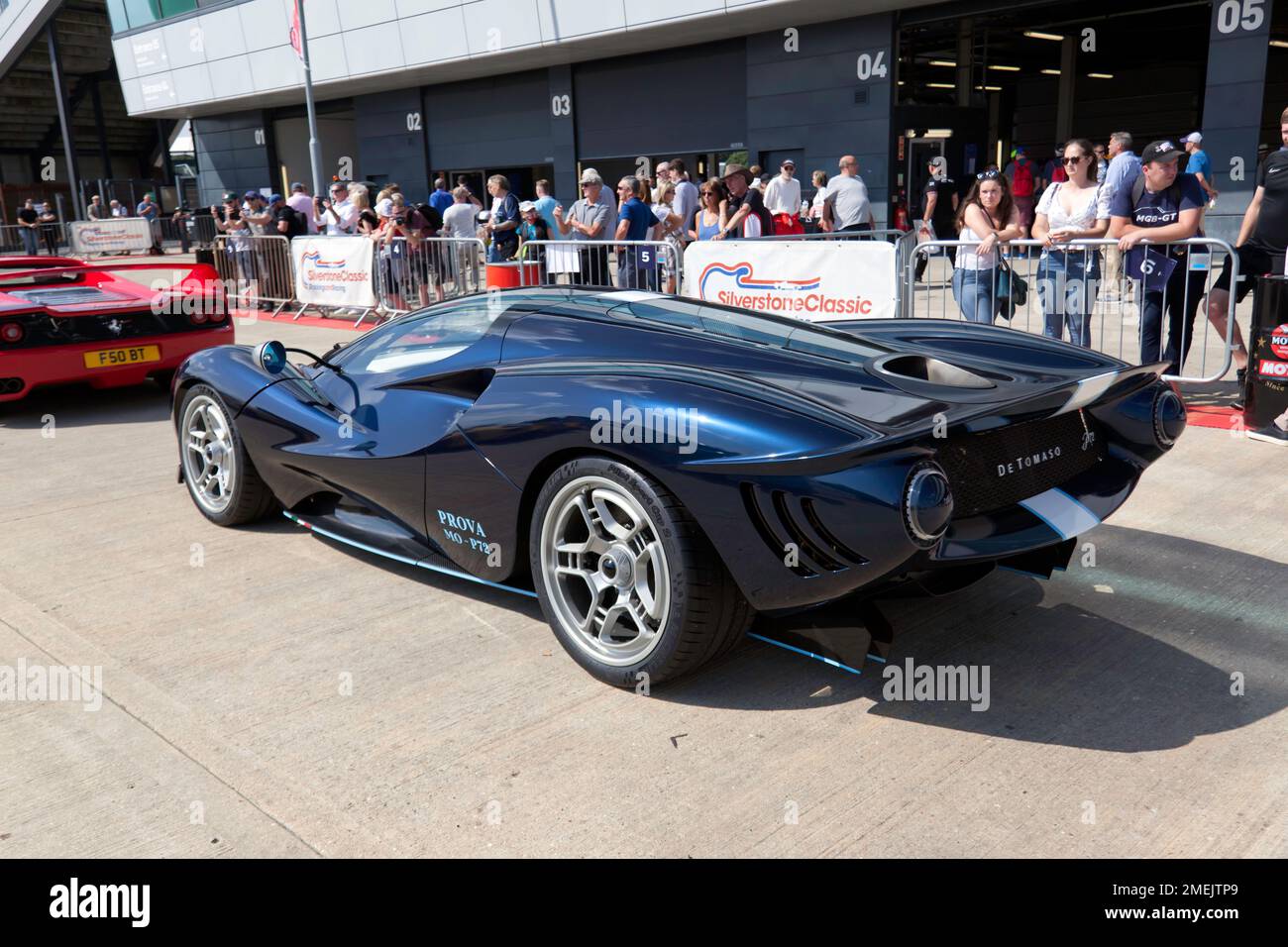 Three-quarter Rear View of a Black, De Tomaso P72 preparing for the ...
