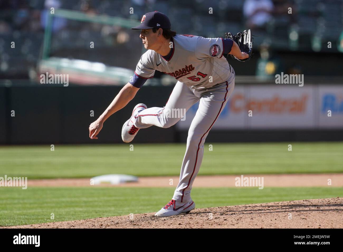 Minnesota Twins' Luke Farrell against the Oakland Athletics during the ...
