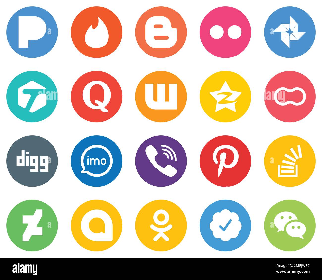 Flat Round Social Icons