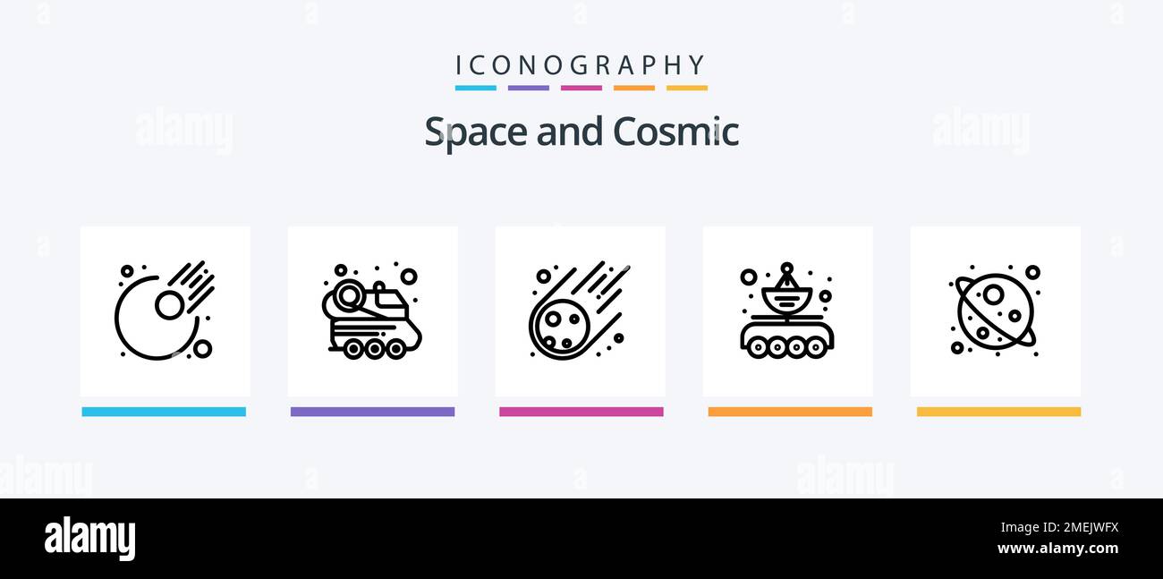 Space Line 5 Icon Pack Including . space. black hole. satellite ...
