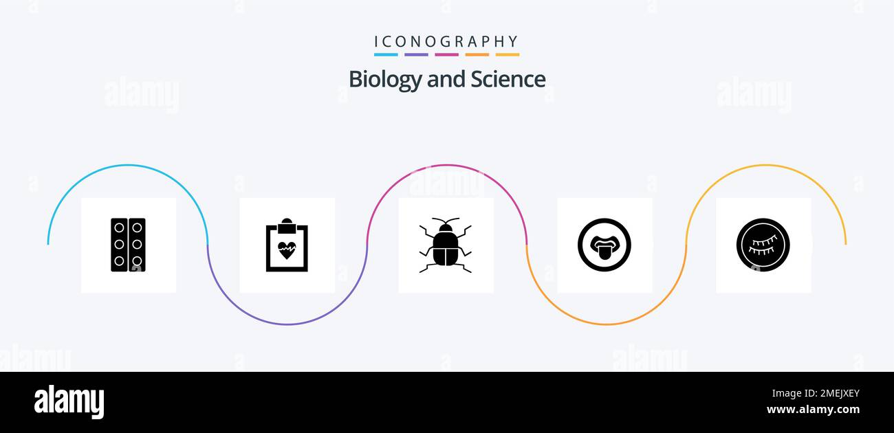 Biology Glyph 5 Icon Pack Including . eye. bug. science. lab Stock ... Biology Glyph 5 Icon Pack Including . eye. bug. science. lab Stock ...