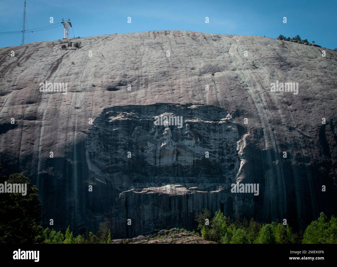 A massive mountainside carving depicting Confederate leaders Jefferson ...