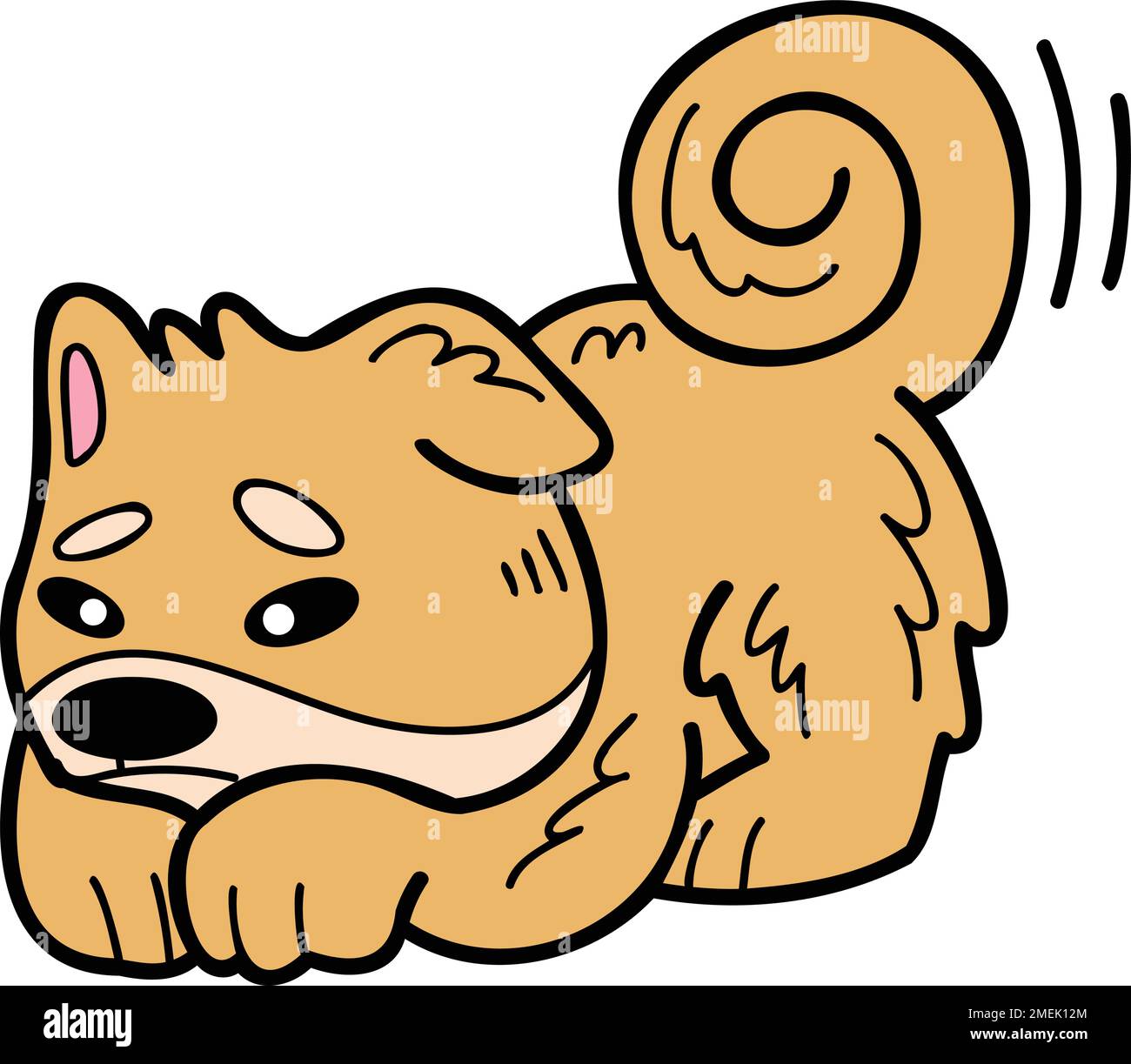 Hand Drawn Shiba Inu Dog is sad illustration in doodle style isolated ...