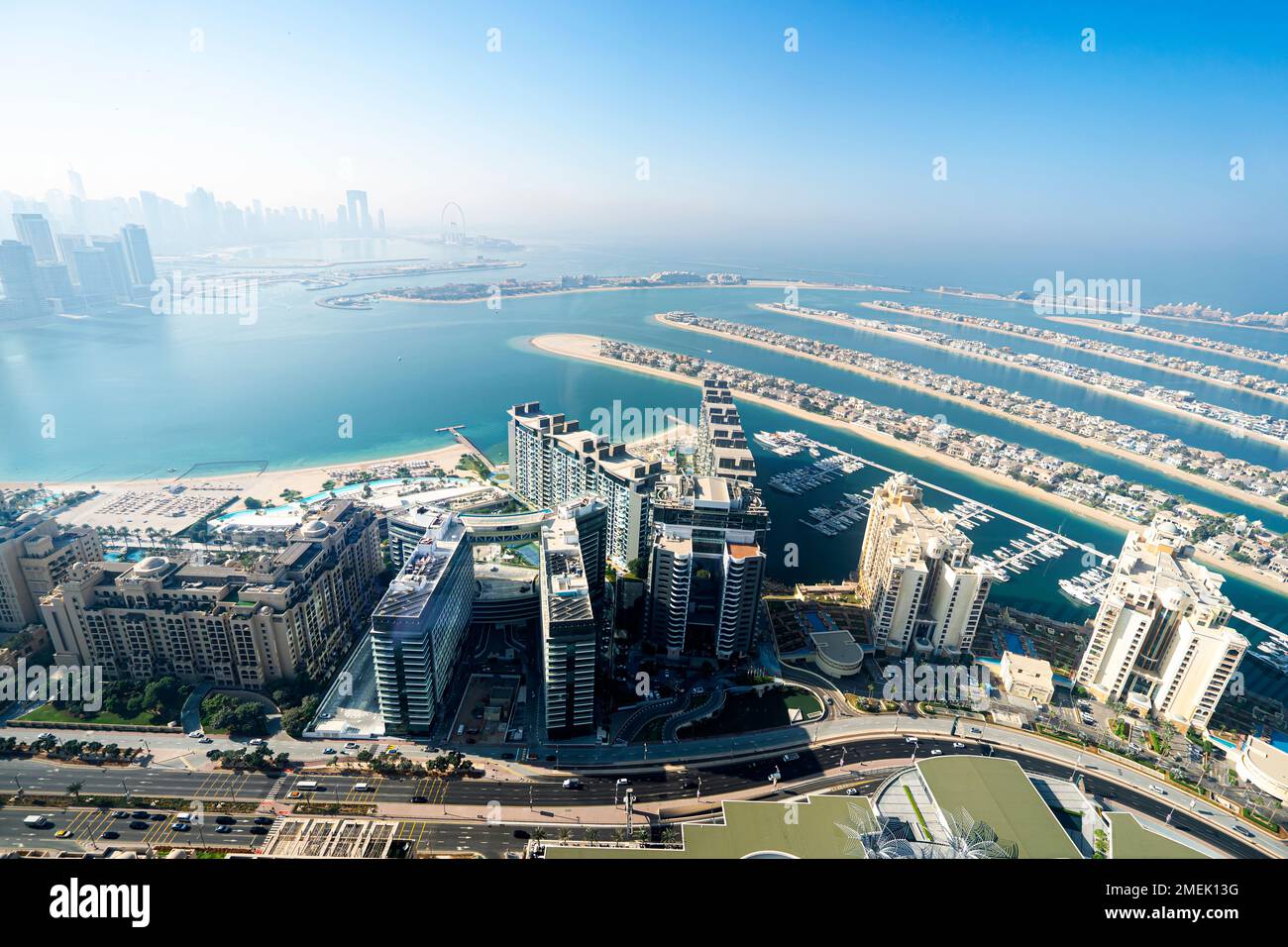 Palm Jumeirah, Palm Island, Dubai United Arab Emirates top view Stock ...