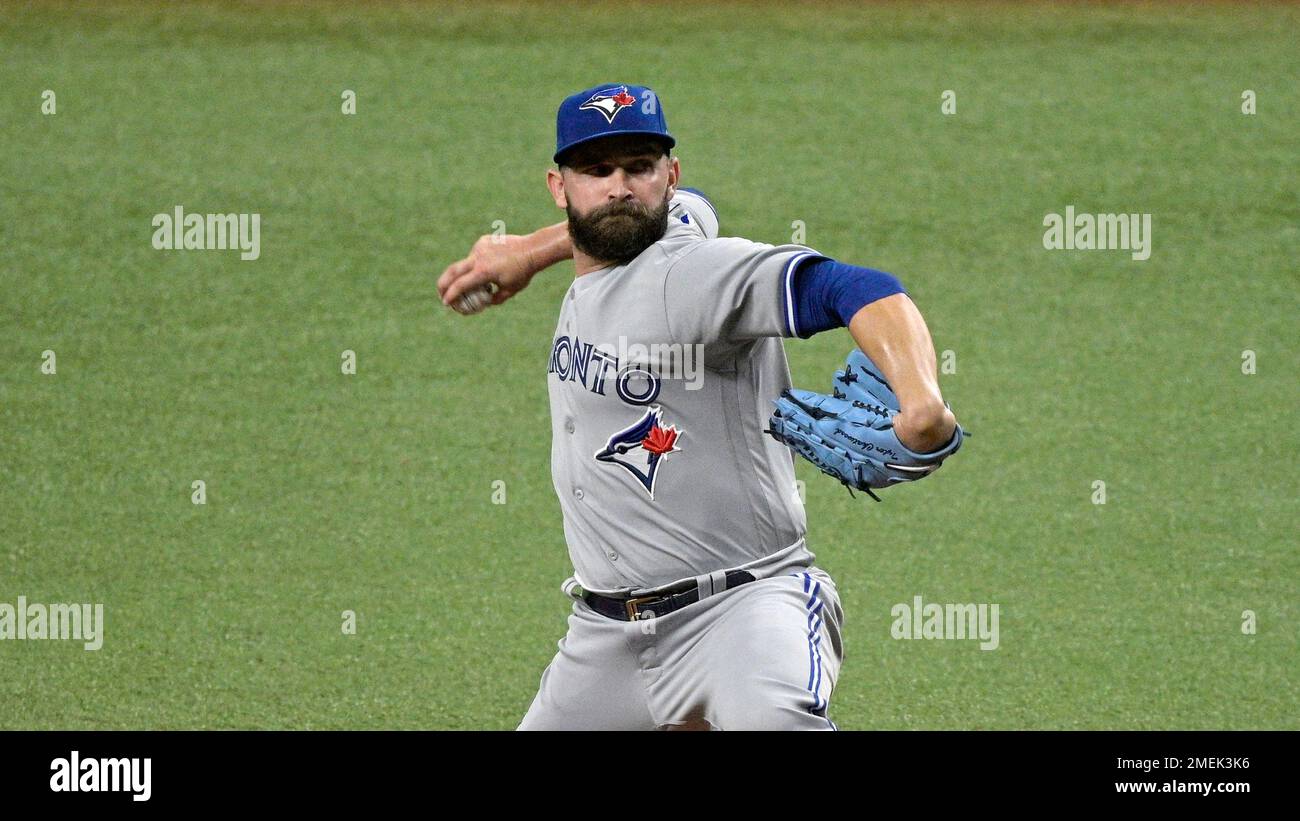 Toronto Blue Jays pitcher Tyler Chatwood throws to home plate during ...