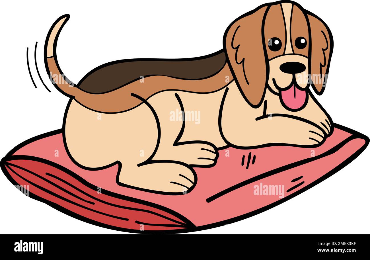 Hand Drawn sleeping Beagle Dog illustration in doodle style isolated on ...