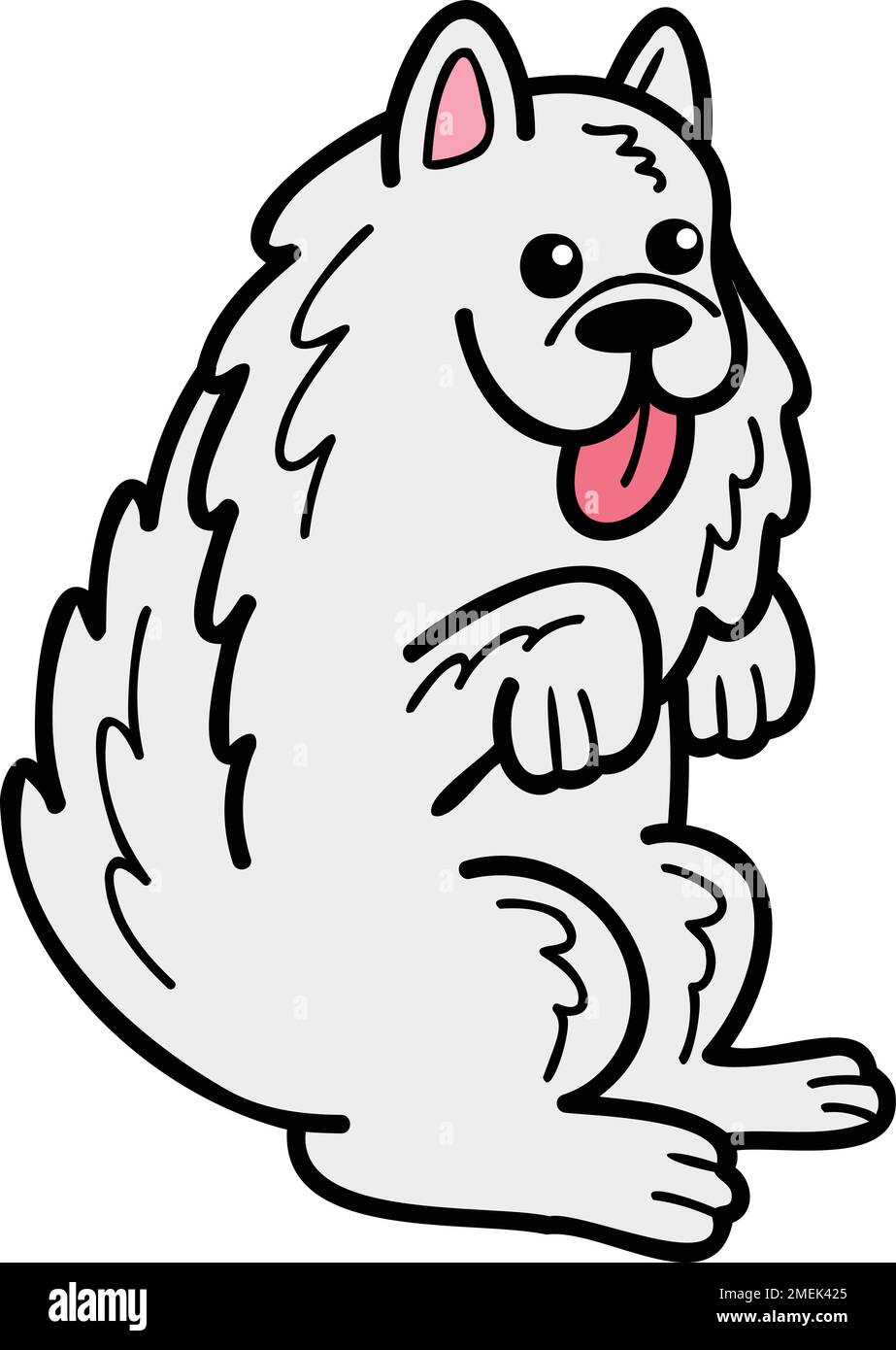 Hand Drawn Samoyed Dog begging owner illustration in doodle style ...