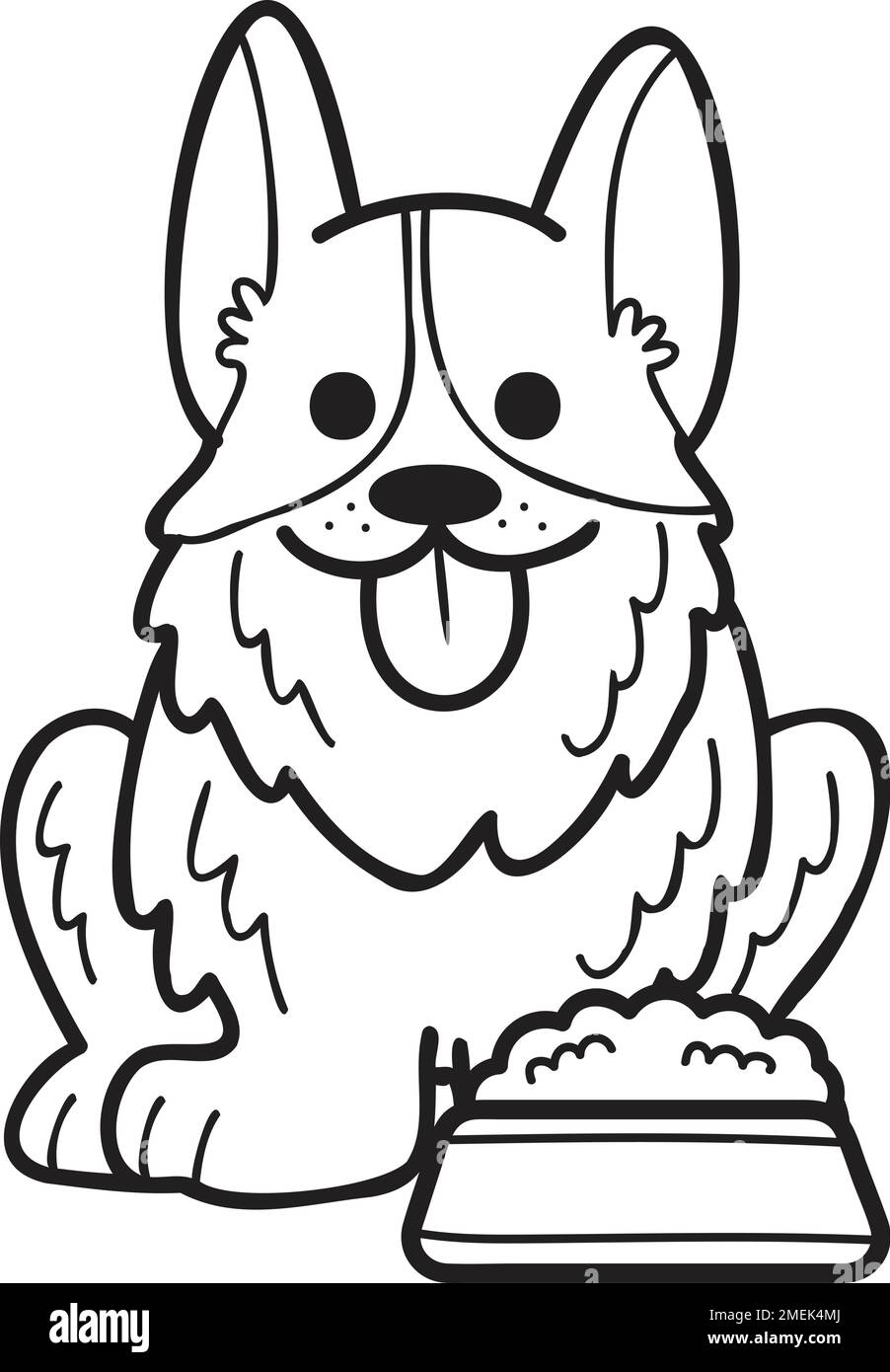 Hand Drawn Corgi Dog with food illustration in doodle style isolated on ...