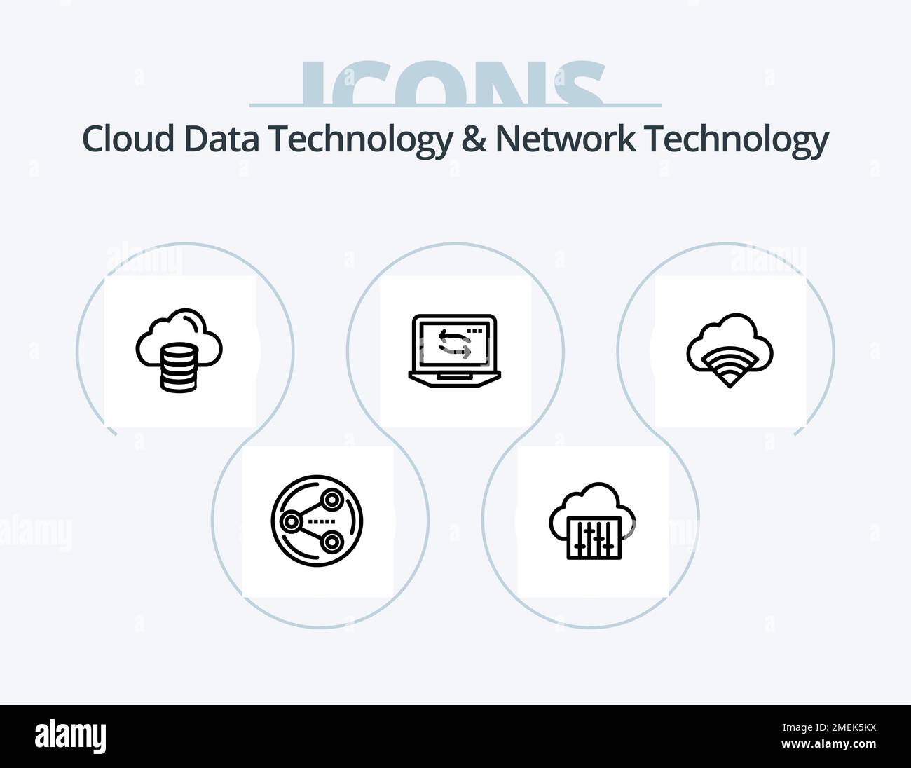 Cloud Data Technology And Network Technology Line Icon Pack 5 Icon ...