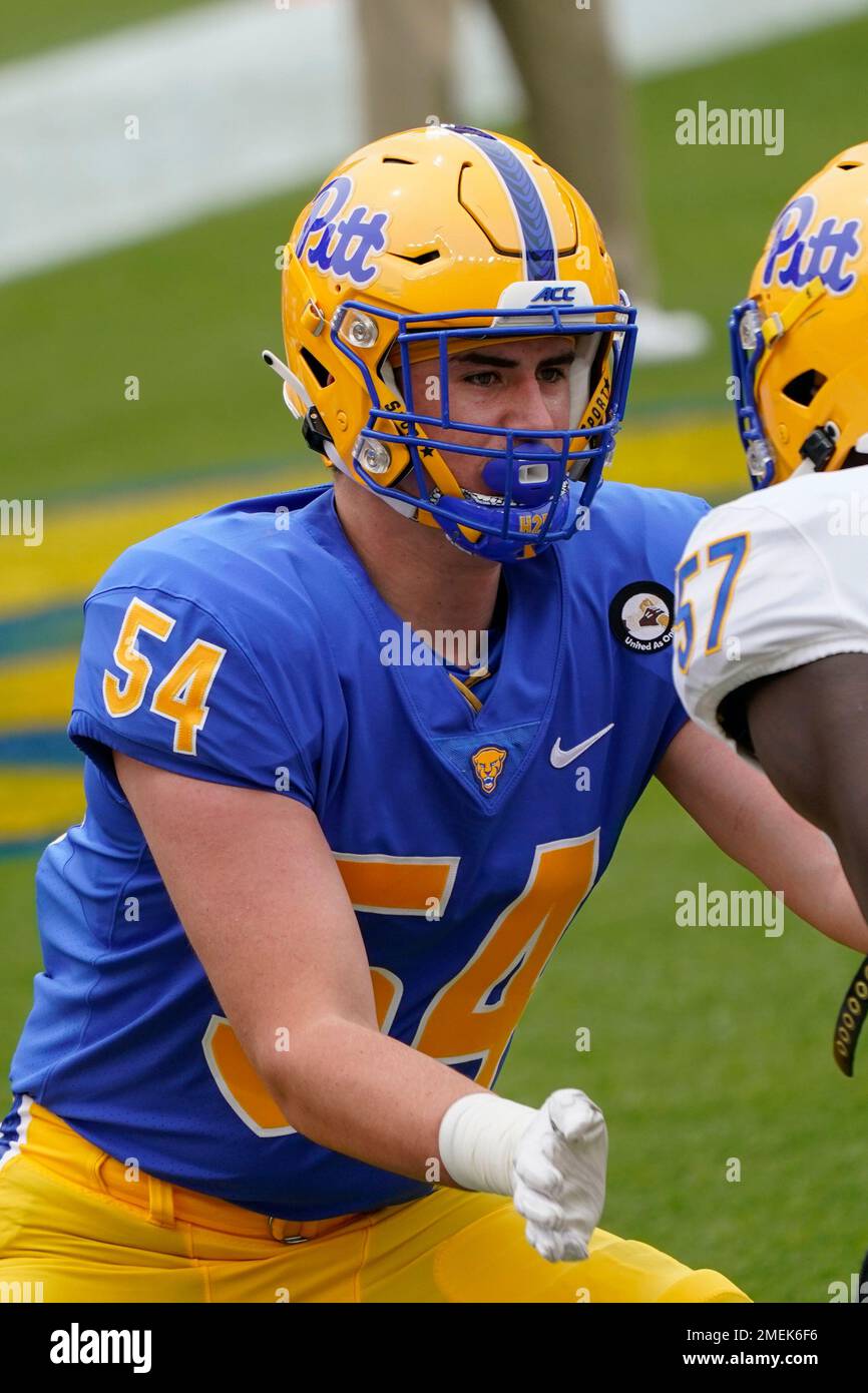 Pittsburgh offensive lineman Trey Anderson (58) during warm up before ...
