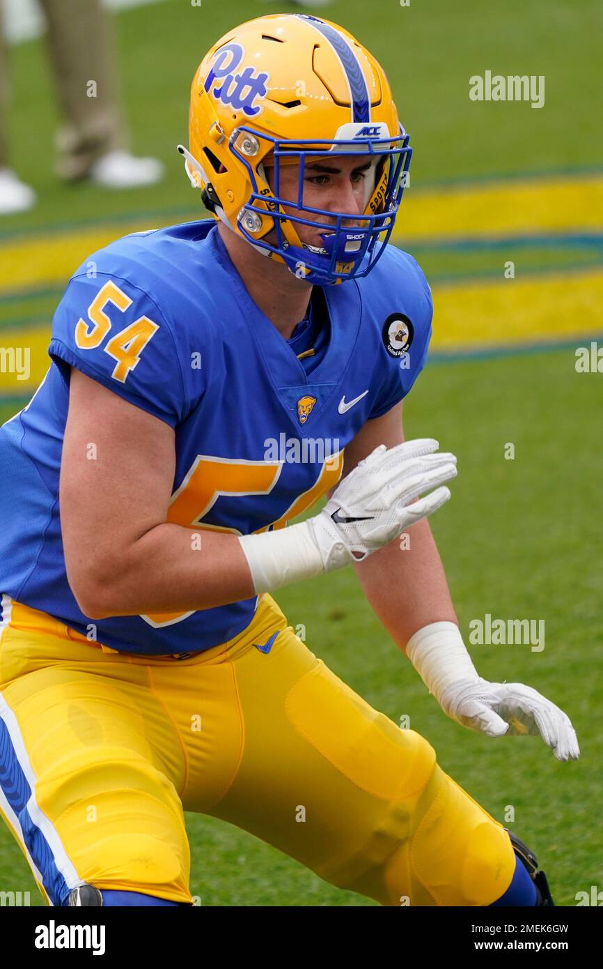 Pittsburgh offensive lineman Trey Anderson (58) during warm up before ...