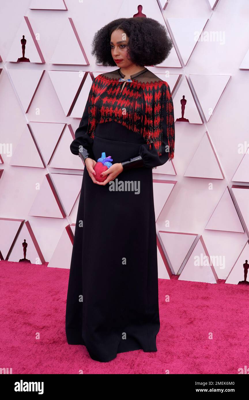 Celeste Waite arrives at the Oscars on Sunday, April 25, 2021, at Union ...