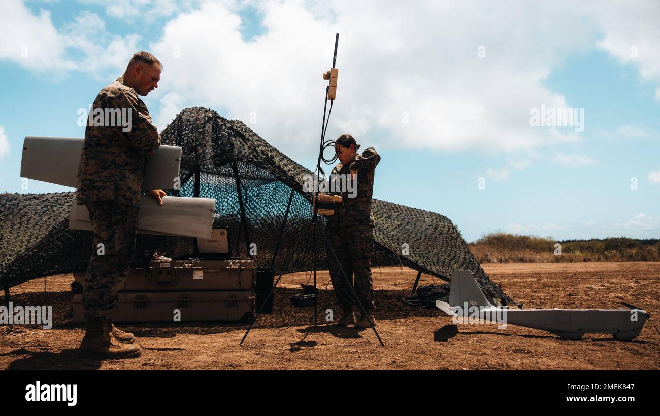 U.S. Marine Corps Pfc. Corey Conley and Lance Cpl. Zayra Marquez, both ...