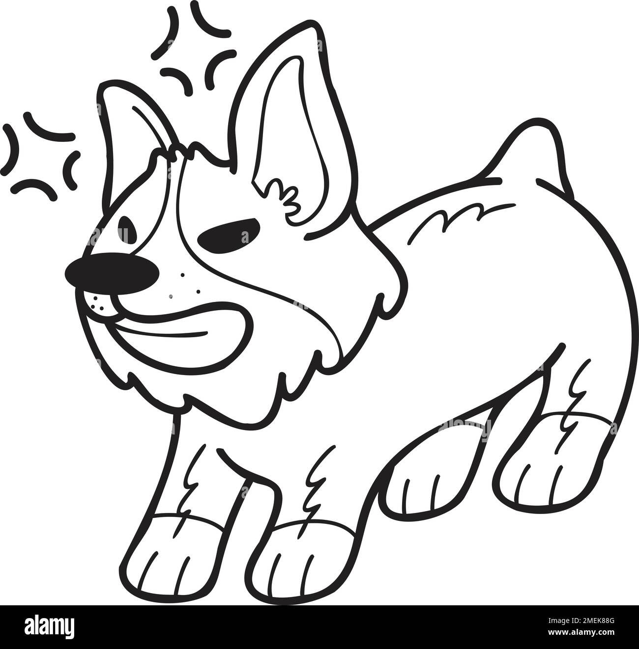 Hand Drawn angry Corgi Dog illustration in doodle style isolated on ...