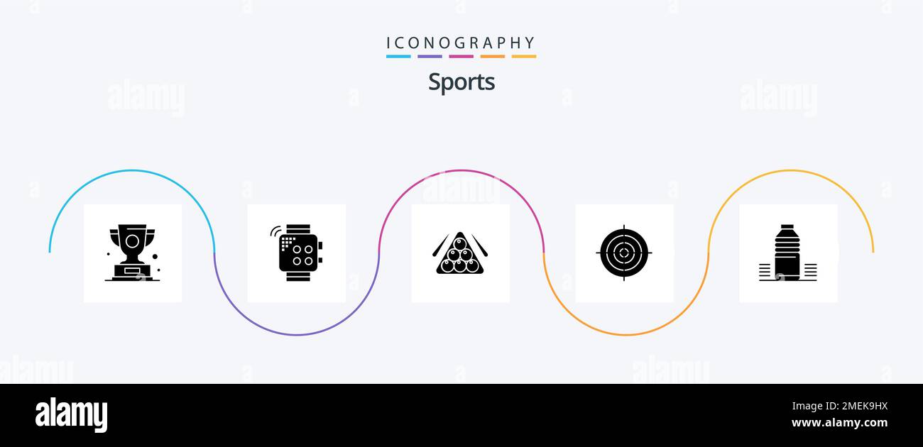 Sports Glyph 5 Icon Pack Including strategy. target. hand. play. sport ...