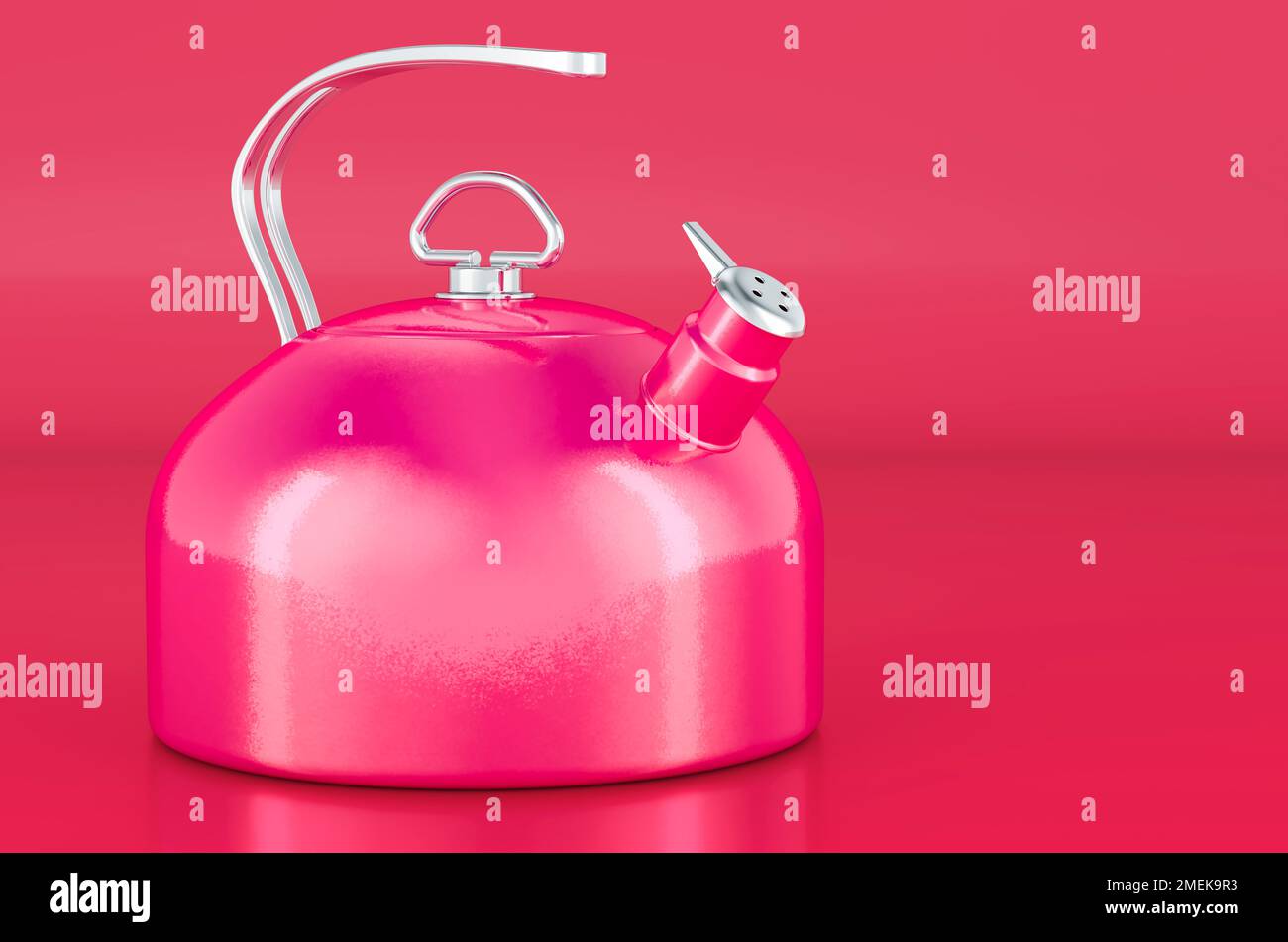 Big metallic kettle in trending viva magenta colors, 3D rendering Stock ...
