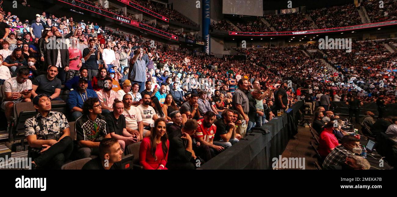 Fans attend a UFC 261 mixed martial arts event Saturday, April 24, 2021 ...