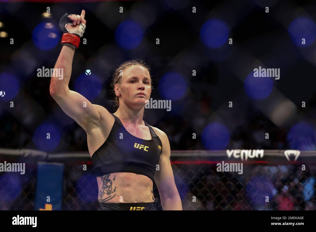 Valentina Shevchenko celebrates her win over Jessica Andrade in a UFC ...