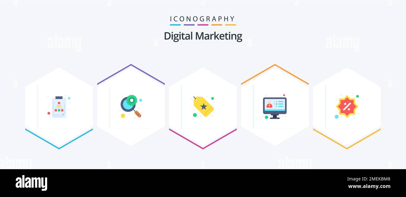 Digital Marketing 25 Flat icon pack including offer. software. favorite ...