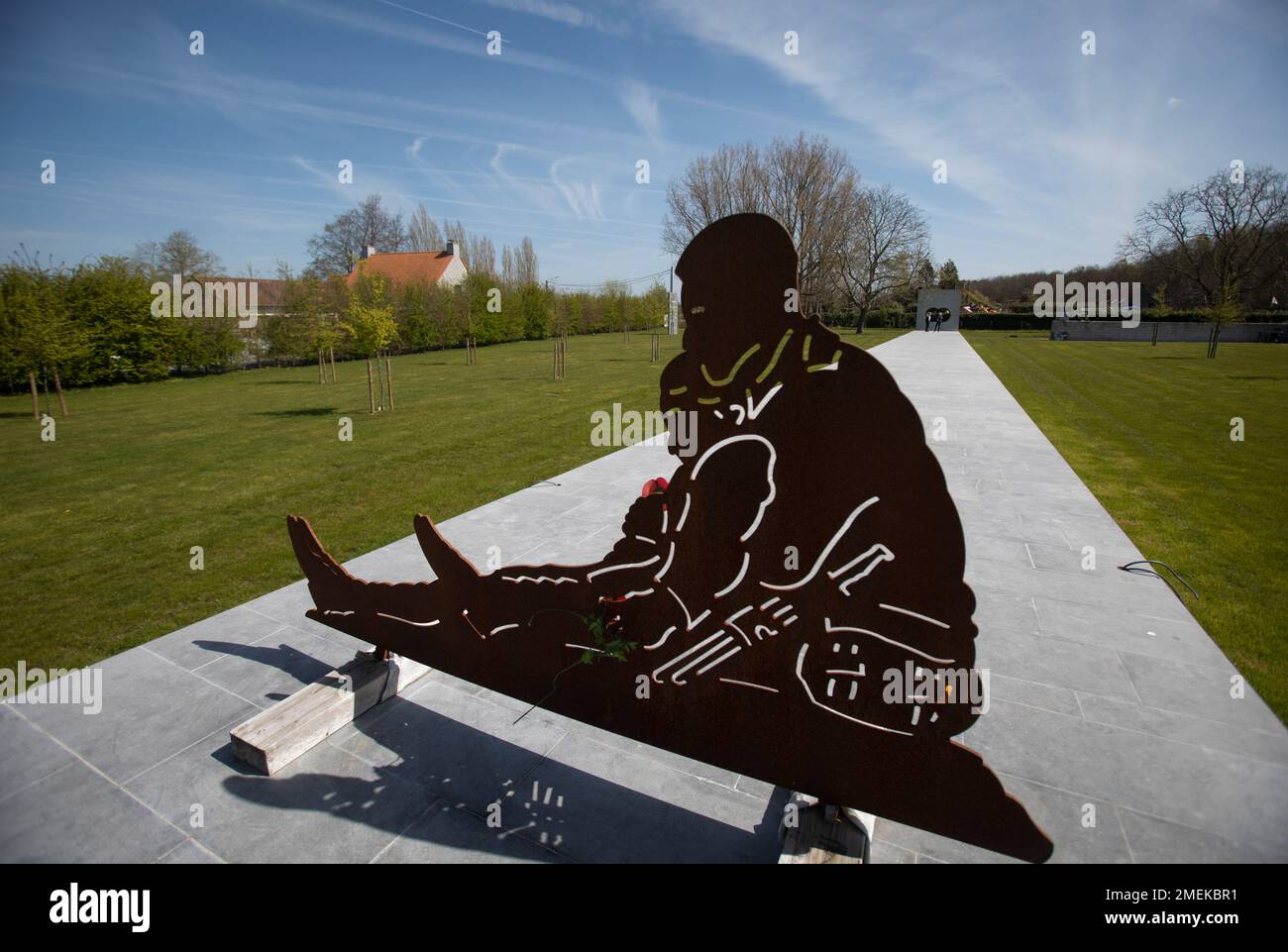 A temporary iron sculpture of Australian World War I soldiers John ...