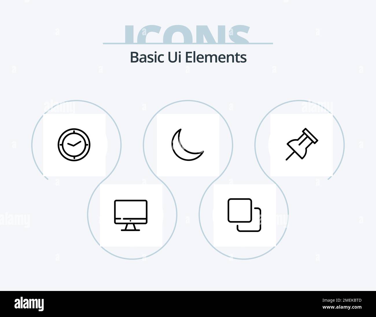 Basic Ui Elements Line Icon Pack 5 Icon Design. charg. computer. bag ...