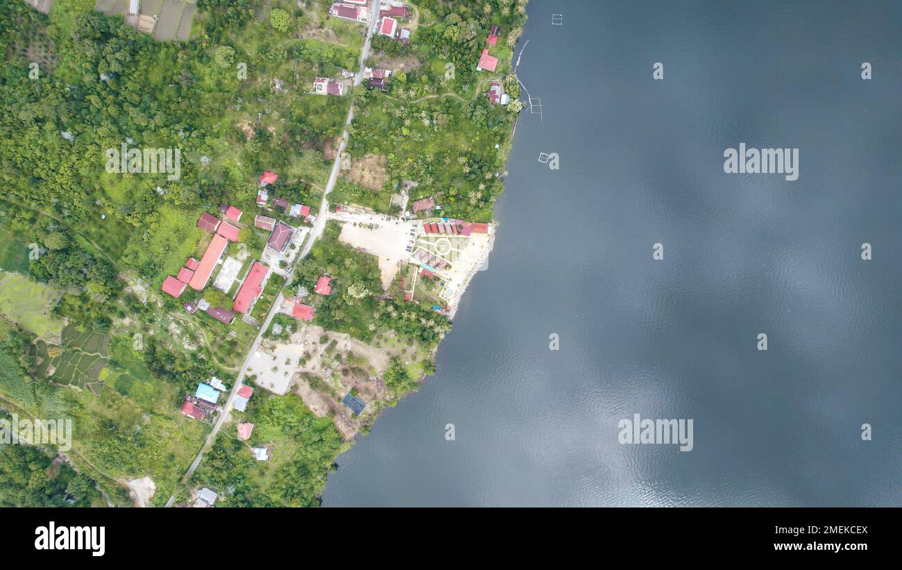 Aerial view of Danau Singkarak. Singkarak lake is one of the beautiful ...