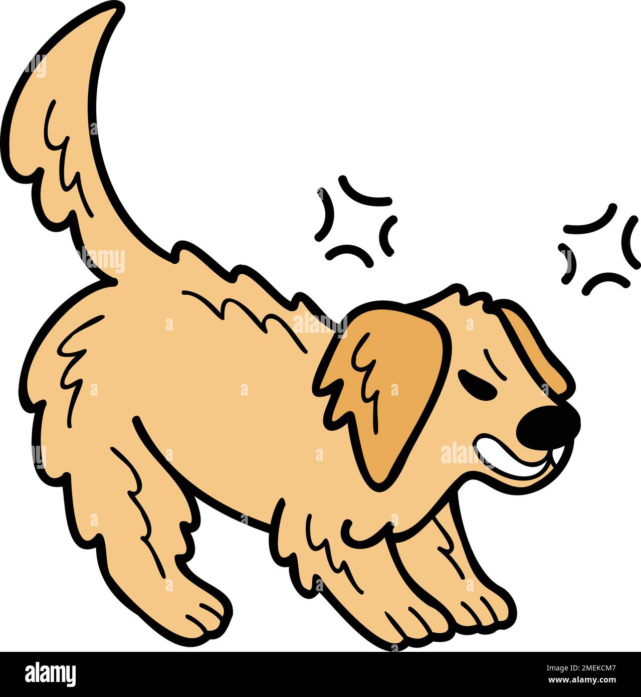 Hand Drawn angry Golden retriever Dog illustration in doodle style ...