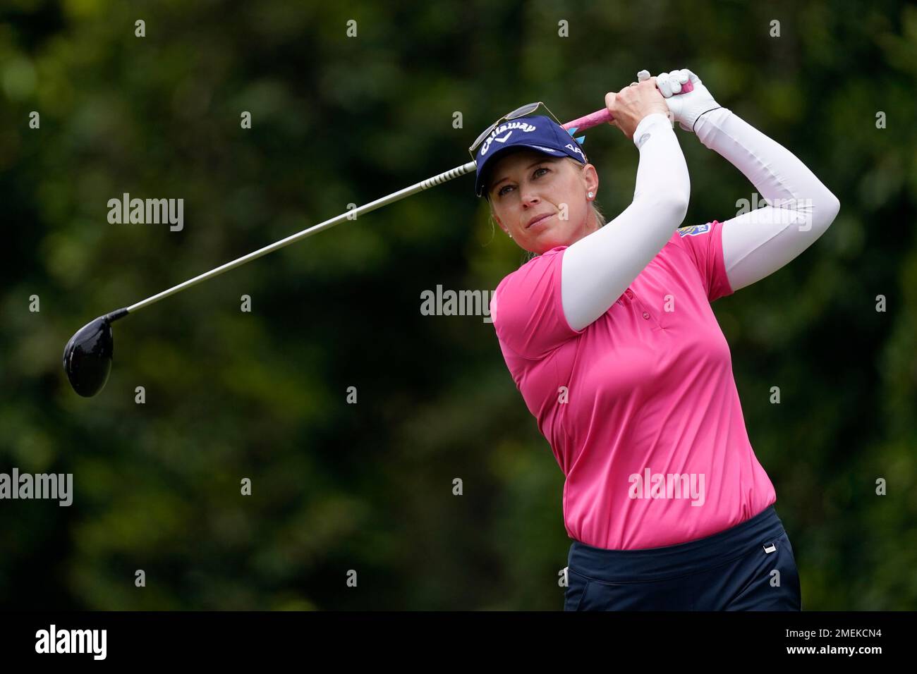 Morgan Pressel tees off at the second hole during the final round of ...
