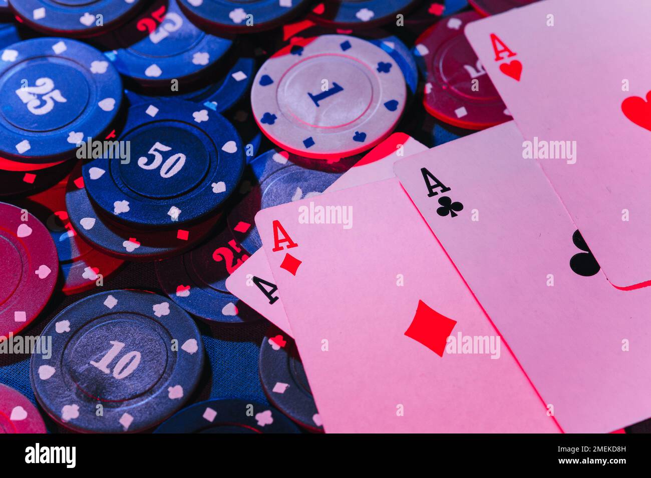 playing chips playing cards close-up. the view from top Stock Photo - Alamy