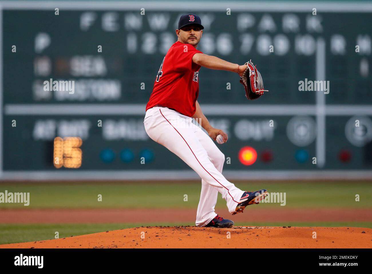 Boston Red Sox's Martin Perez pitches during the first inning of a ...