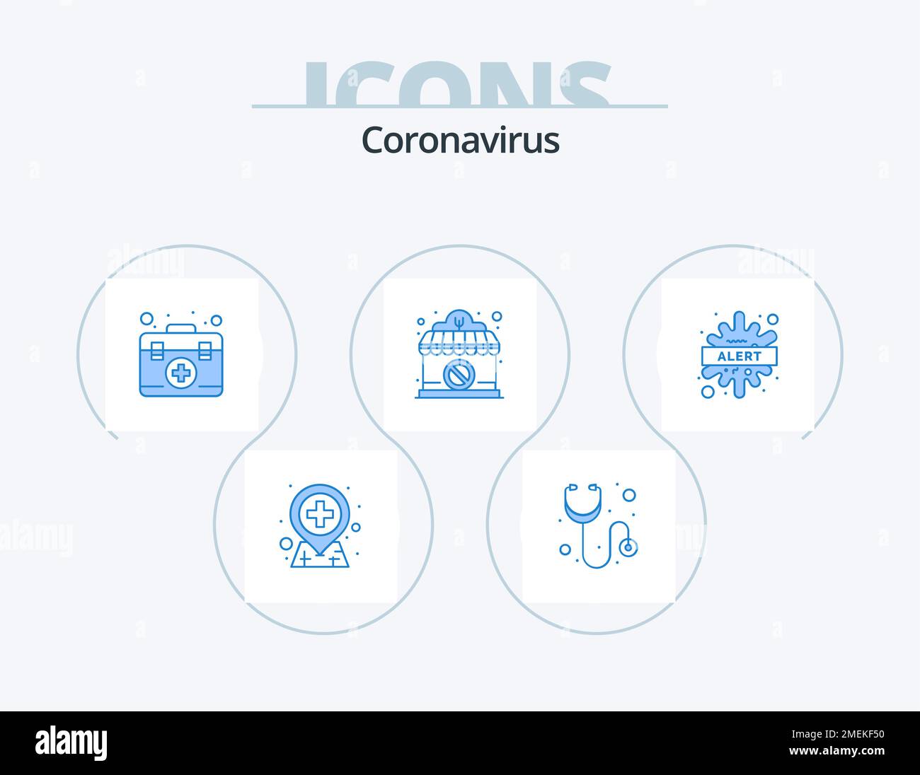 Coronavirus Blue Icon Pack 5 Icon Design. disease. warning. box. alert ...