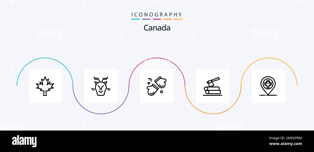 Canada Line 5 Icon Pack Including location. wood. arctic. timber. ax ...