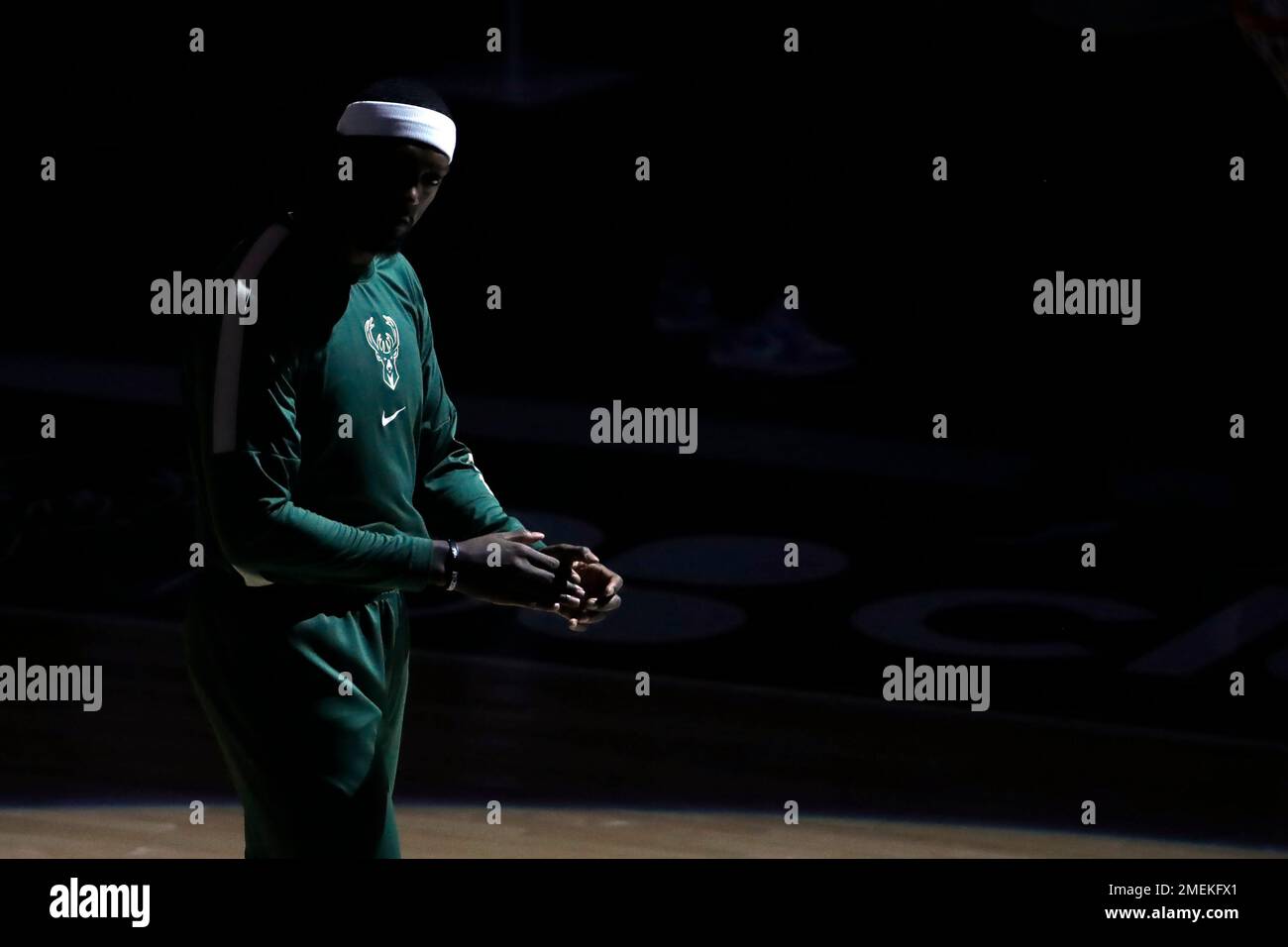 Milwaukee Bucks' Bobby Portis is seen before an NBA basketball game ...