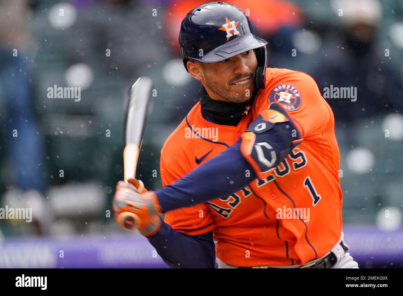 Houston Astros shortstop Carlos Correa (1) in the sixth inning of a ...