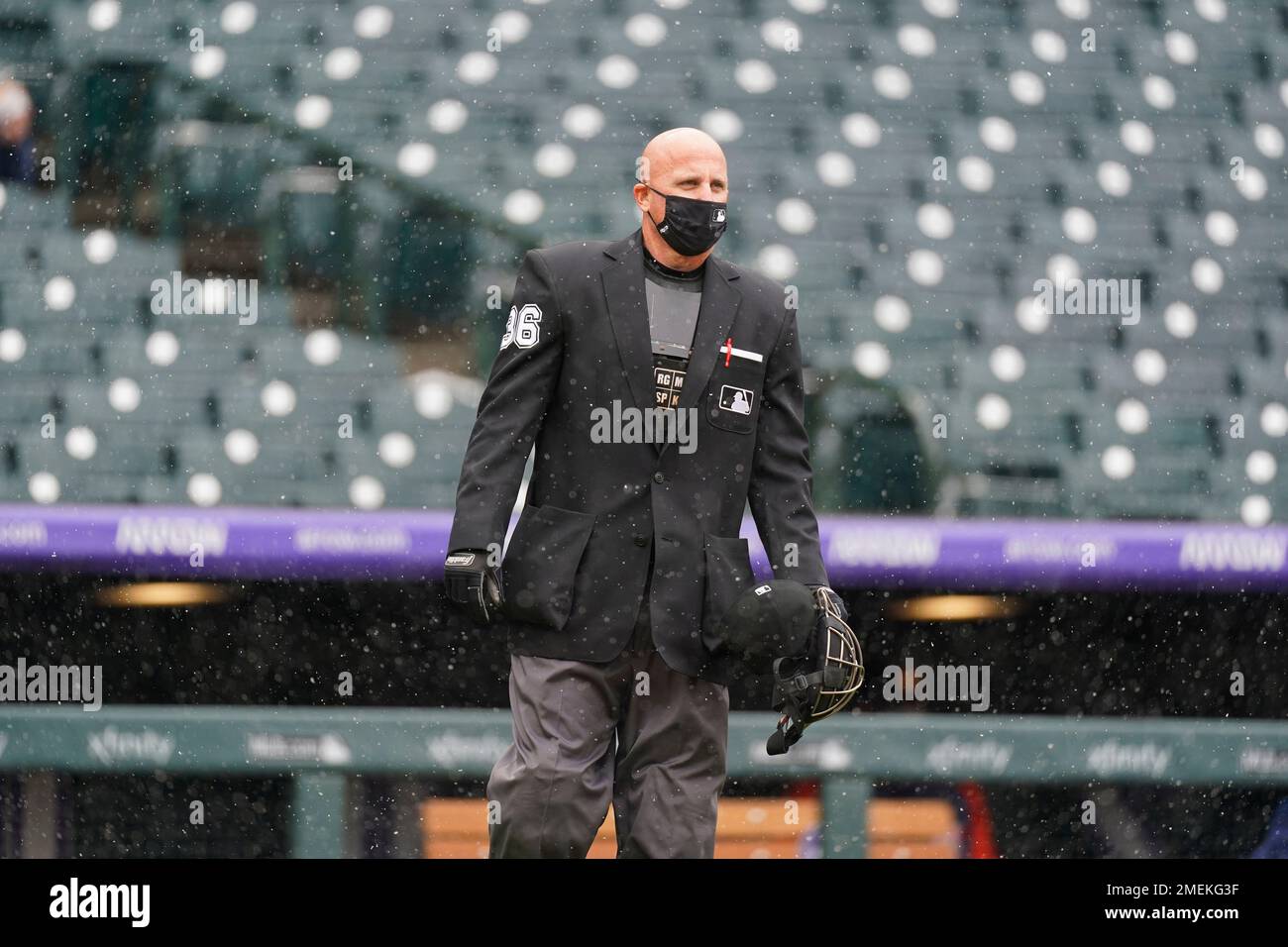 Home plate umpire Ryan Blakney (36) in the first inning of a baseball ...