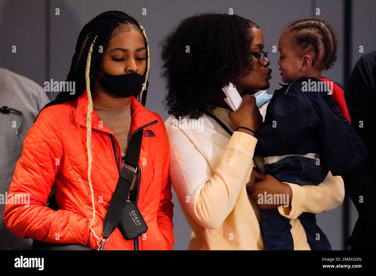 Chyna Whitaker, center, mother of Daunte Wright's son, Daunte Wright Jr ...