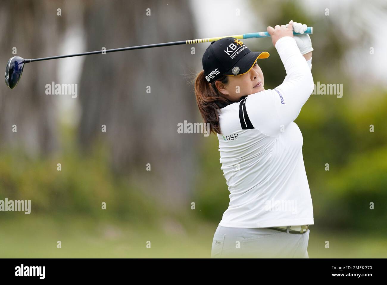 Inbee Park tees off at the first hole during the third round of the ...