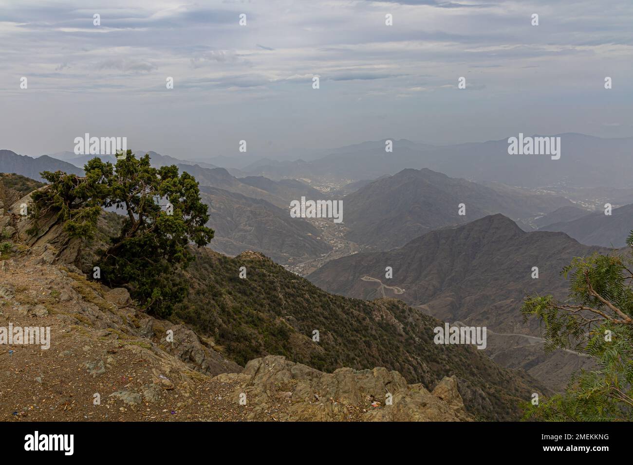 A beautiful view of the valley in Sawda mountains, Abha, Asir, Saudi ...