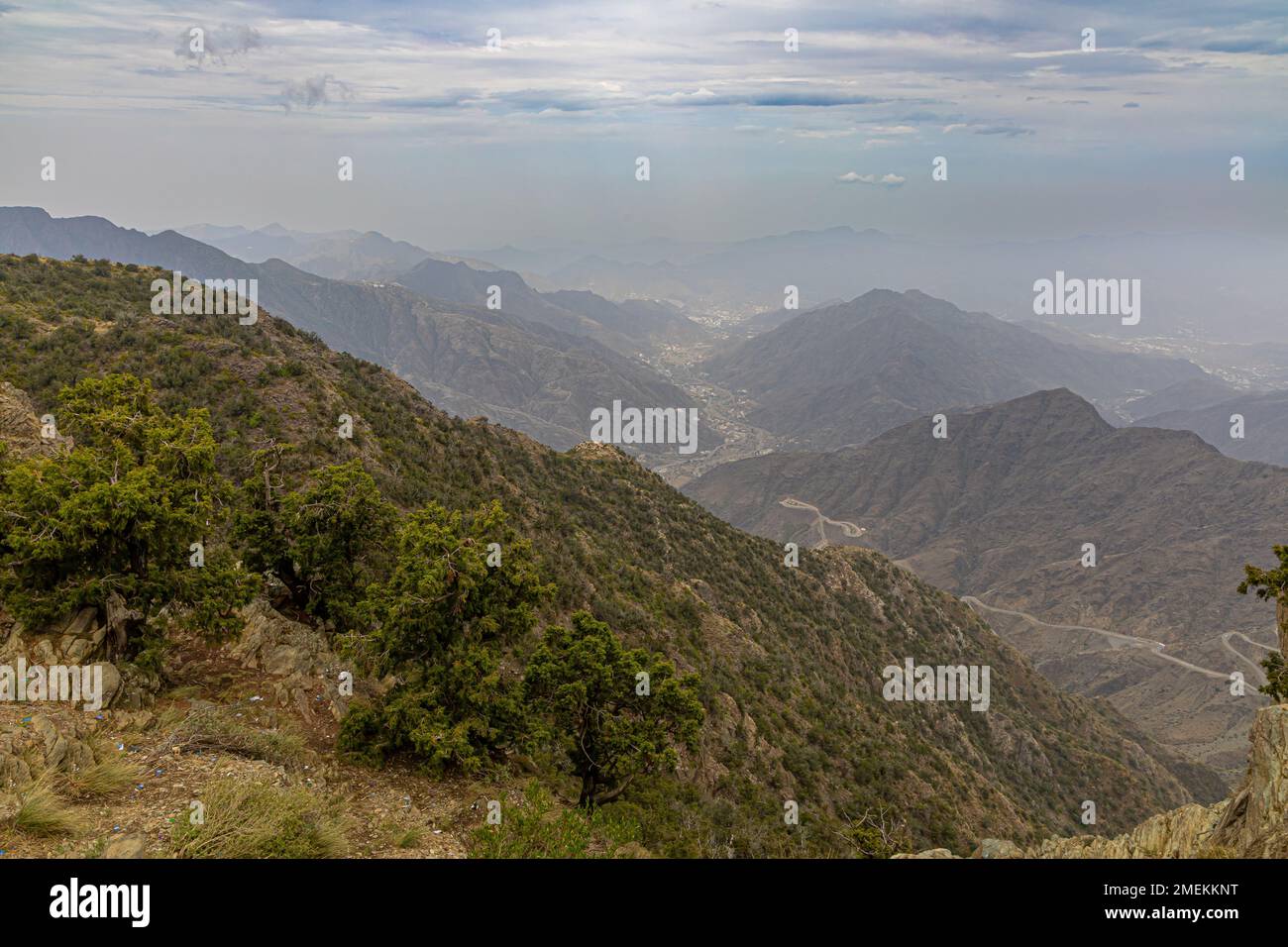 A beautiful view of the valley in Sawda mountains, Abha, Asir, Saudi ...