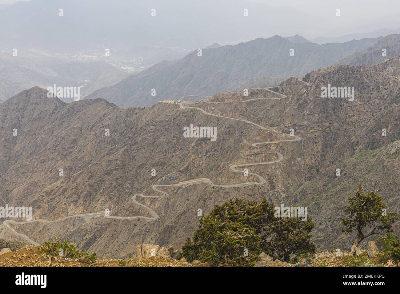 A beautiful view of the valley in Sawda mountains, Abha, Asir, Saudi ...