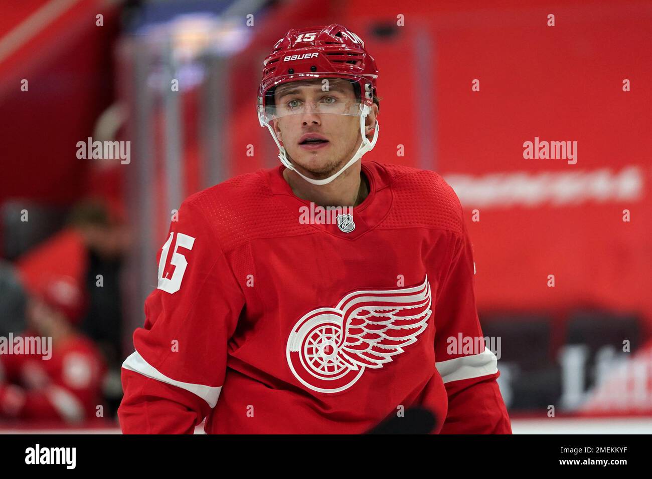 Detroit Red Wings' Jakub Vrana plays against the Dallas Stars in the ...