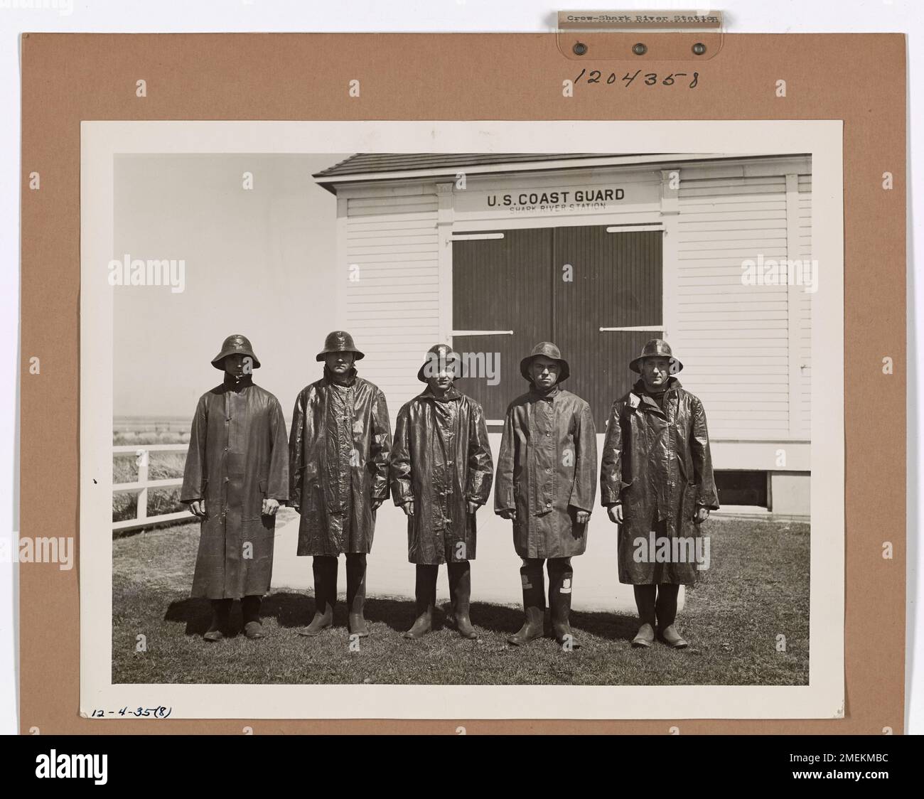 The crew of the Shark River Station, consisting of five men, during a ...